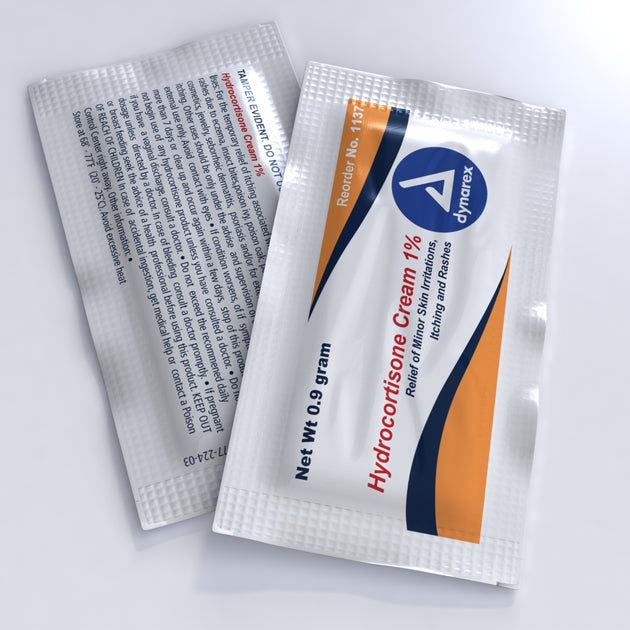 Hydrocortisone Cream 1%, 0.9g Foil Packet, 144/BX | First Aid Kit ...